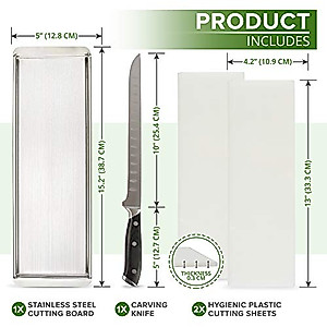 Beef Jerky Meat Slicer Kit- 100% Precision Uniform Slices Guaranteed - Adjustable Thickness Dishwasher Safe Jerky Cutting Board 10" Meat Slicing Knife Jerky Maker and Meat Curing How to Book