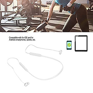 Bluetooth 5.1 Headphones, Neck Mounted Sports Headphone Wireless Neckband Earbud Noise-Cancelling Stereo Headset Portable Earphones for Exercise(White)