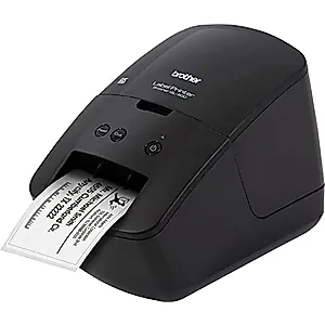Brother QL-600 Economic Desktop Label Printer, Black - Wired USB Connectivity - up to 2.4" Wide and 44 Labels per Minute Print Speeds, 300 x 600 dpi, Automatic Cutter Label Maker for Home and Office