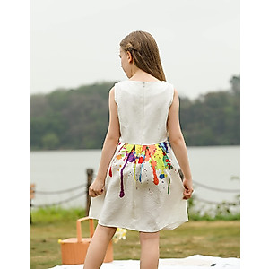 21KIDS Creative Art Colorful Paint Print Dress for Summer Girls Casual Size,8,Art Paint