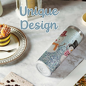 Onebttl Snowman Gifts for Women, Unique Snowman Tumbler for Snowman Lovers, 20oz Stainless Steel Skinny Tumbler With Cute Snowman Pattern, Gift Box Included, Snowman Gifts for Girls