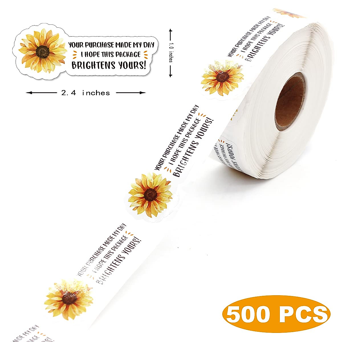Muminglong 1.5 Inch I Hope This Package Brightens Yours Sunflower Sticker,Thank You Sticker, Small Business, Handmade Sticker,Packaging Sticker, 500 PCS