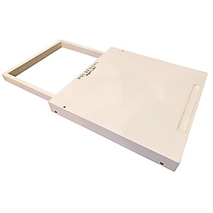 Kitchen Wooden Countertop Caddy Slider Tray | Solid Wood Tray and Frame | Smooth Rolling Wheels | 13" X 13" | Useful for Coffee Maker/Stand Mixer/Blender (Swiss Coffee White)