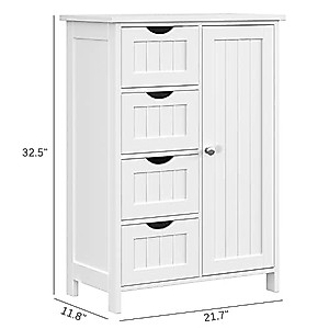 Irontar Bathroom Floor Cabinet, Storage Cabinet with 4 Drawers and Adjustable Shelf for Entryway Storage, Home Office Furniture, White CWG005W