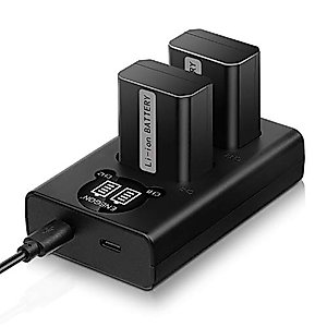 ENEGON NP-FW50 Battery (2-Pack,1300mAh) and Dual Charger for Sony A6000, A6400, A6300, A6500, A7, A7II, A7RII, A7SII, A7S, A7S2, A7R, A7R2, A55, A5100, RX10 Accessories