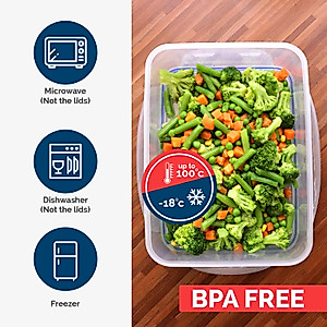 Utopia Kitchen Plastic Food Storage Container Set with Airtight Lids - Pack of 24 (12 Containers & 12 Snap Lids)- Reusable & Leftover Food Lunch Boxes - Leak Proof, Freezer & Microwave Safe