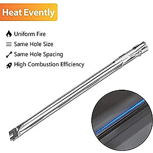 GRISUN 18 inch 69787 304 Stainless Steel Grill Burner for Weber Spirit 300 & Spirit II 300 Series - Spirit E310/320/310, S310 320 S330 Gas Grill with Front Control(2013 and Newer)