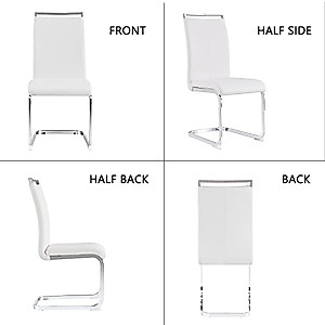 JUFU Home Dining Chairs Set, 6Pcs Armless Kitchen Chairs with PU Leather Seat,High Back for Living Room, Office