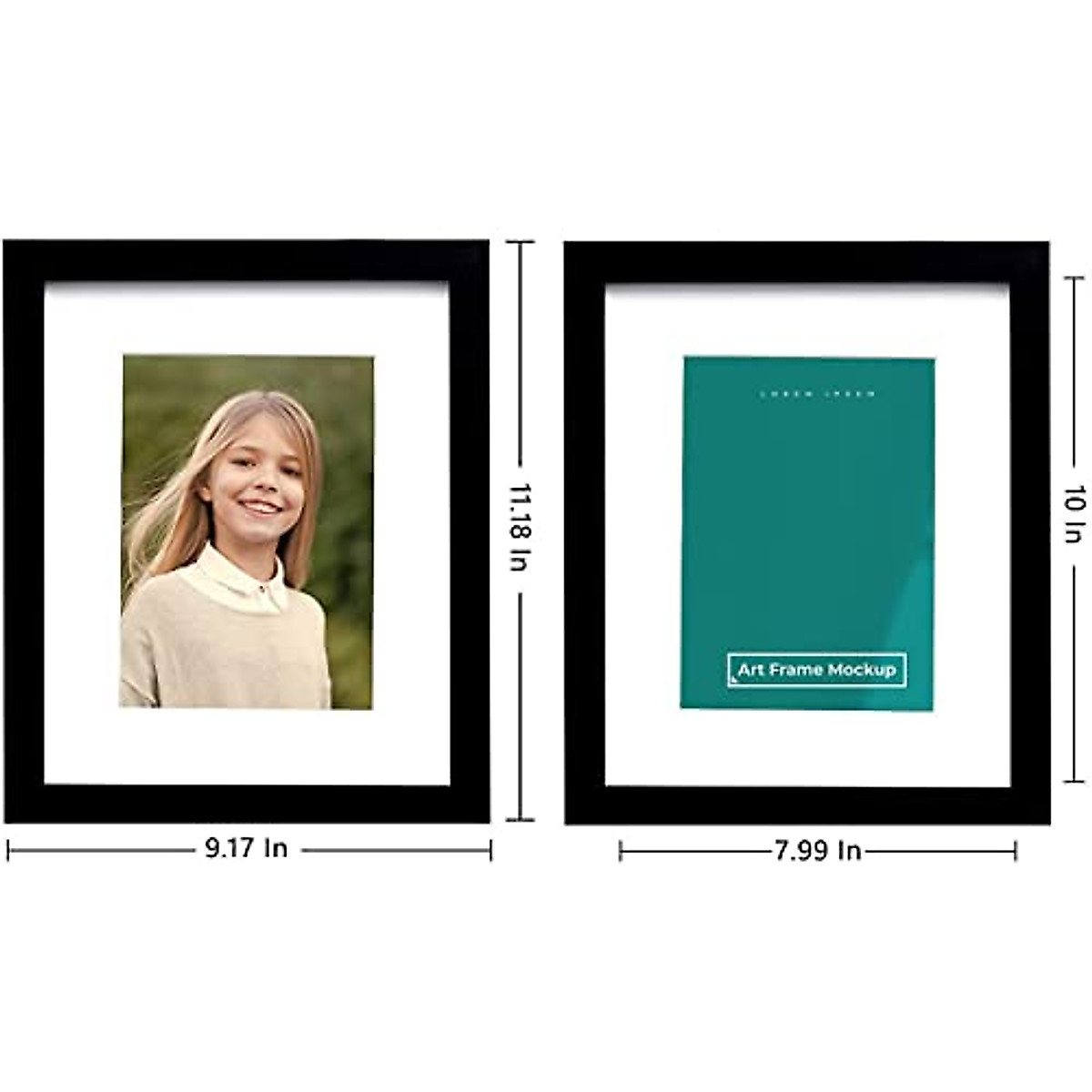 Picrit 8x10 Picture Frame for Wall Mounting or Table Top Display Set of 4, Made of High Definition Real Glass, Display 5x7 with Mat or 8x10 Without Mat