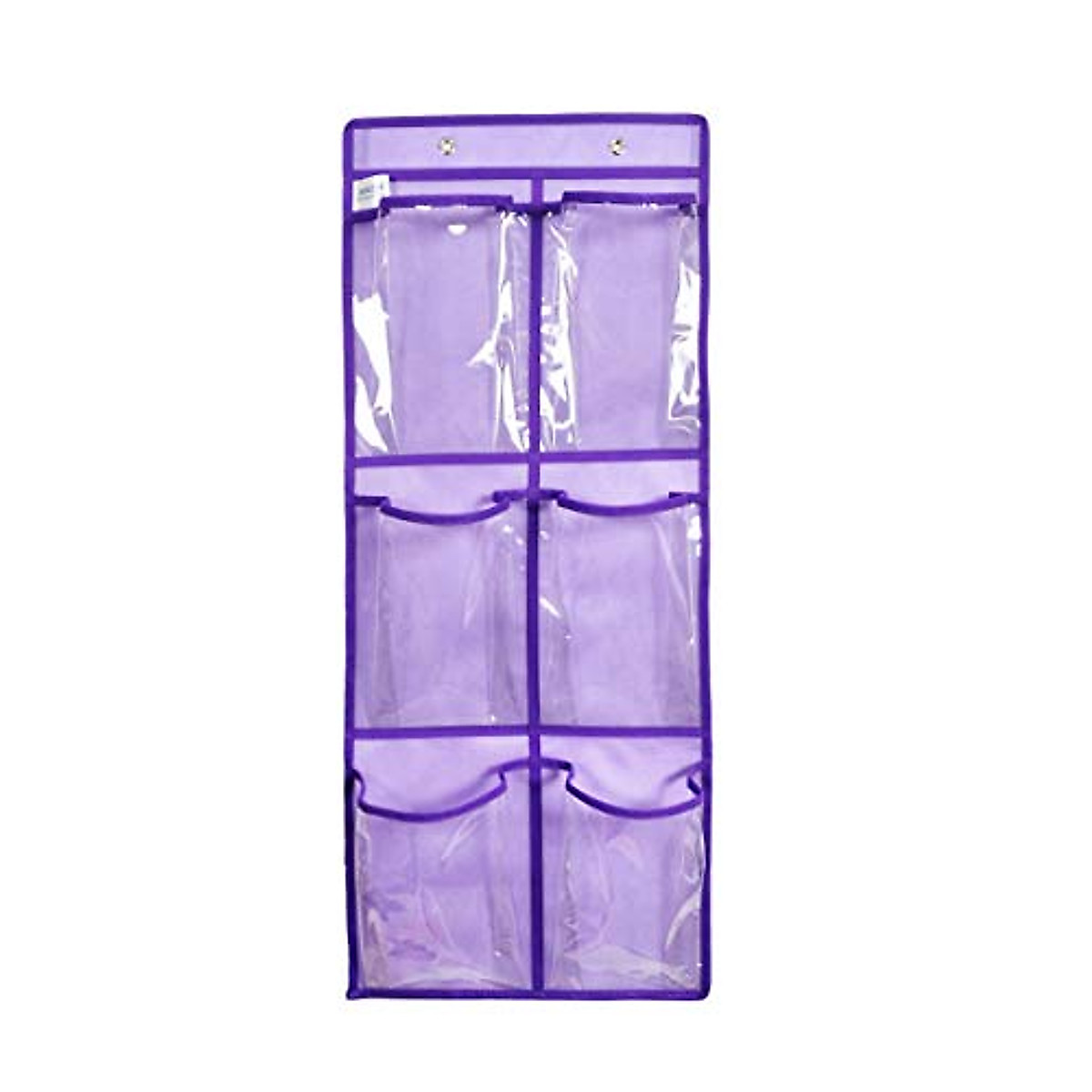 ANIZER Over The Door Hanging Shoe Organizer Narrow Closet Door Shoe Storage 6 Large Clear Pockets Chart 2 Pack (PURPLE)