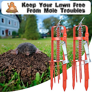 Qualirey 2 Pcs Mole Trap for Lawns, Spear Style Mole Killer for Garden Yard Outdoor, Alloy Steel Mechanical Vole Gopher Trap, Quick and Clean Mole Traps That Kill Best