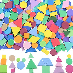 1000 Pieces Foam Shape Stickers Self Adhesive Foam Stickers Felt Stickers Shapes for Kids Crafts Mini Geometric Shape Stickers Preschool Stickers Assorted Colors (Circle, Square, Triangle)