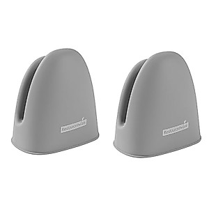 Restaurantware Comfy Grip 4.3 x 3.5 x 4.2 Inch Mini Oven Mitt Pot Holders 1 Food-Grade Finger Mitt Set - 2-Piece Set Oven-Ready Up To 446F Gray Silicone Pinch Mitts Ribbed Texture Dishwashable