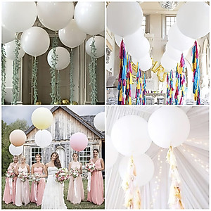 PartyWoo White Balloons, 4 pcs 36 Inch Large Matte White Balloons, Big White Balloons for Balloon Garland or Balloon Arch as Party Decorations, Wedding Decorations, Baby Shower Decorations, White-Y13