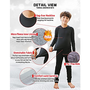 TINFL by Vaenait Boys Thermal Underwear Soft Long John Set Heatwarm Chacoal M