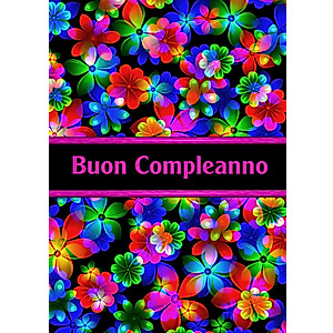 ValxArt Two Italian Happy Birthday 3D Flowers (Buon Compleanno) Birthday Card, Blank Inside
