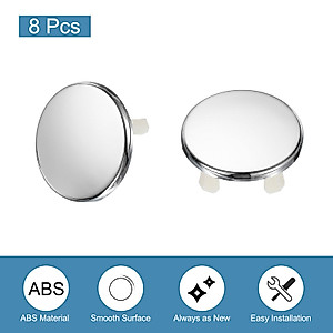 uxcell 8pcs Sink Overflow Rings, Bathroom Kitchen Basin Trim Bath Sink Hole Round Single Layer Plastic Overflow Drain Cover Insert in Hole (Silver Tone, White)