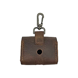 Hide & Drink, Airpods Pro Case Keychain Handmade from Full Grain Leather - Stylish, Cute, Protective, Convenient, Compact Carrier with Snap Hook - Perfect for Everyday Use or Travel - Bourbon Brown