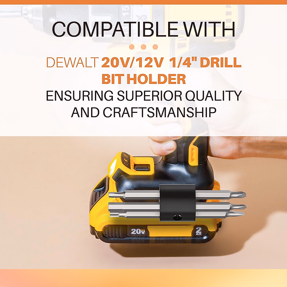 Drill Bit Holder Kit for DeWalt 20v Impact Driver Holder, Drill Bits Mount Holder, Cordless Tools, for DeWalt 20v Drill Impact Driver Holder, Drill Replace Magnetic Bit Holder Attachment, Drill Holder