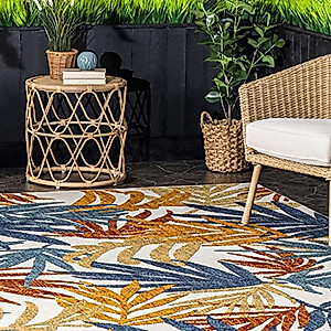 nuLOOM Flor Multi Tropical Leaves Indoor/Outdoor Area Rug, 5' x 8', Multi