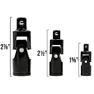Bastex Black Complete Impact Universal Joint Set, Made of CR-V Steel. 3 Universal Joint Socket Piece Swivel Set. Wobble Elbow Extension Sets