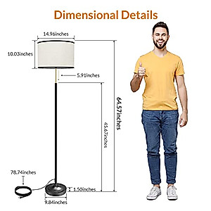 LEPOWER Floor Lamps for Living Room, Modern Standing Lamp for Bedroom, Black Tall Floor Light, Mid Century Floor Lamp, Minimalist Studying Lamp for Office, Study Room (E26 9W Bulb Included)