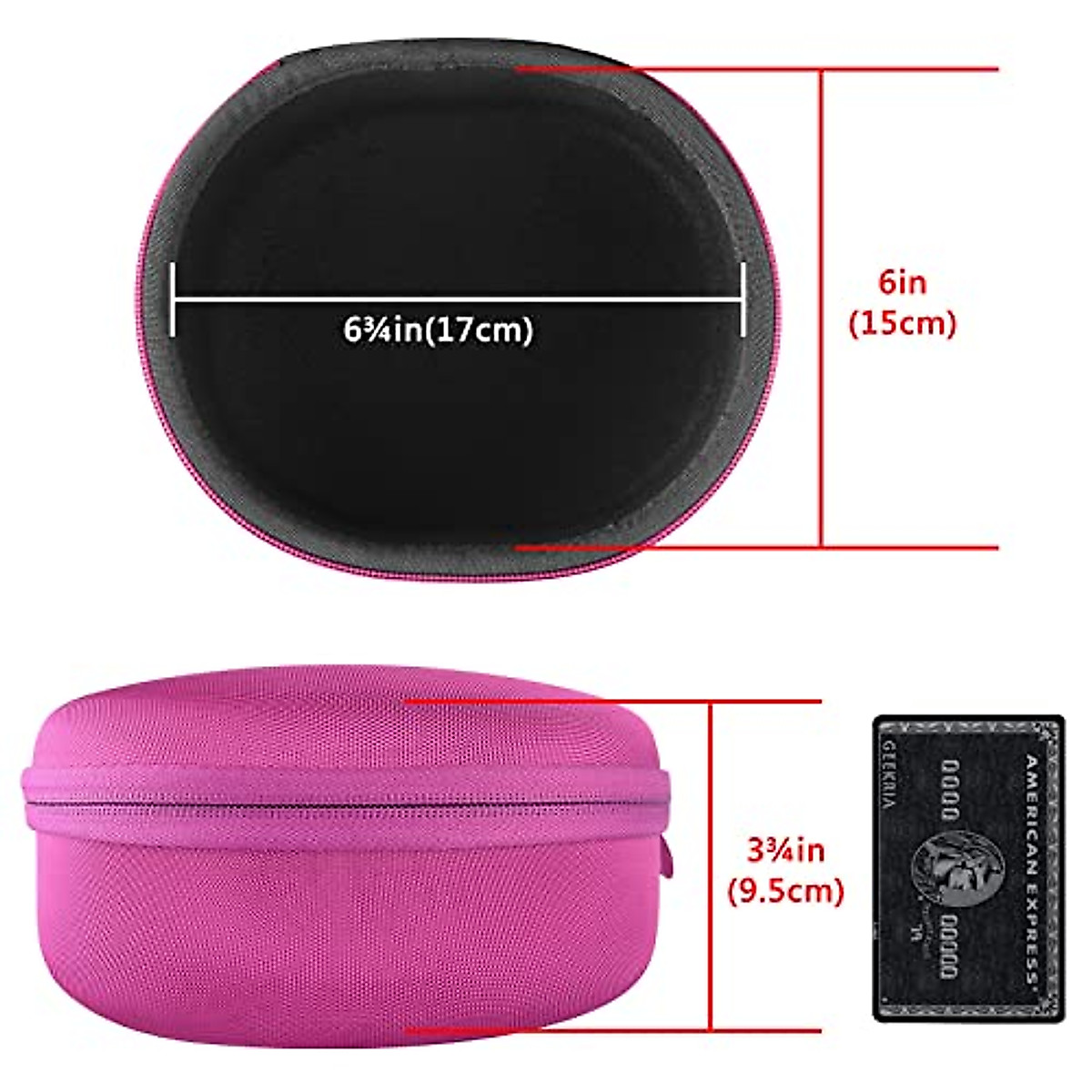 Geekria NOVA Headphone Case for Foldable Over-Ear Headphones, Replacement Hard Shell Travel Carrying Bag with Cable Storage Compatible with Jabra, Sennheiser Headsets (Dark Pink)