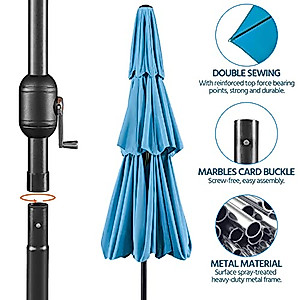 Yaheetech 3-Tier Patio Parasol - 10ft Vented Outdoor Table Umbrella w/Double-layer Cloth & Large Shade & Push-button Tilting for Yard/Garden/Park/Garden- Sky Blue