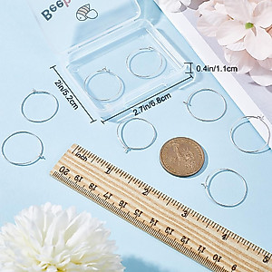 Beebeecraft 1 Box 8Pcs Beading Earring Hoops Sterling Silver Open Oval Round Wine Glass Charm Rings Earring Findings Supplies for Jewelry Making DIY Craft Kit