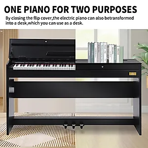 AODSK 88 Key Weighted Action Digital Piano,Grade Hammer Action Keyboard with Furniture Stand and Triple Pedals for Beginner Kids/Adults,Classic Household,Piano Lessons, UPB-85 (Comes with headphones)