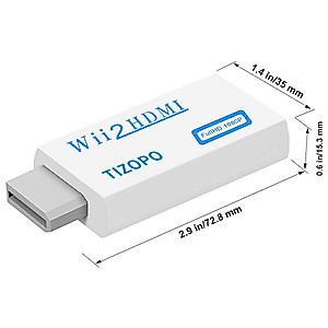 TIZOPO Wii to HDMI Converter, Wii HDMI Adapter 1080P Output Video Audio with 5ft High Speed HDMI Cable&3.5mm Audio Jack, Compatible with Full HD Devic, Supports All Wii Display Modes 720P, NTSC