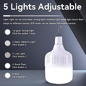 Multi-Functional Emergency LED Light Bulb with USB Charging, Capable to Recharge Mobile Devices , Ideal for Power Outage, Tent Camping, Fishing (WHITE-LED-100W)