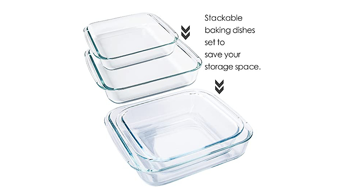 Glass Casserole Dish Set of 4, 8x8 Square Baking Dishes for Oven ...
