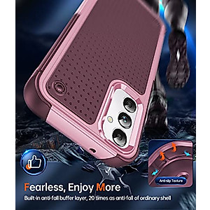 LeYi for Samsung Galaxy A14 5G Case: Samsung A14 5G Case with 2 Pack Screen Protectors, Dual Layer Protective PC Back & Soft Bumper Resilient Shock Absorb Case Cover for Samsung A 14 5G, Red Pink