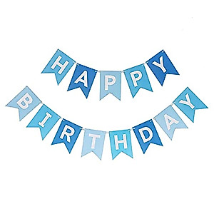 Happy Birthday Banner Gradients Blue Banner Birthday Banner Decoration Party Decoration Supplie