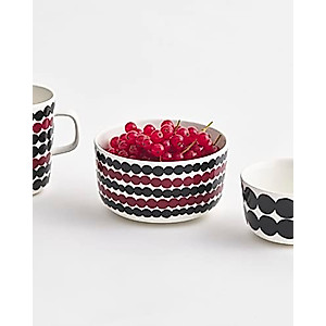 MARIMEKKO - Oiva Siirtolapuutarha Medium Bowl, Black/Maroon Räsymatto