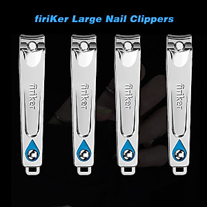 firiKer 4PCS Nail Clipper Set, Sharpest Fingernail & Toenail Nail Cutting Clippers, Quality Stainless Steel Portable Nail Cutter Set with Nail File, Personal Pedicure Kit for Women Man