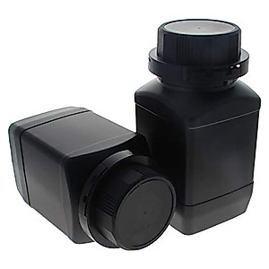 Bettomshin 1Pcs Wide Mouth Reagent Bottle, 75x145x50mm/2.95x5.71x1.97"(WxHxID)500ml PE Plastic Solid Sealing Bottle, Square Light Container Lab Solid Sample Storage Black with Anti-theft Cap