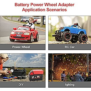 ZLWAWAOL Power Wheel Adapter with Fuse & Switch,Battery Adapter for Dewalt 20V for Milwaukee M18 18V Battery,with 14 Gauge Wire,Power Convertor for DIY Ride On Truck,RC Toys,Robotics and Work Lights