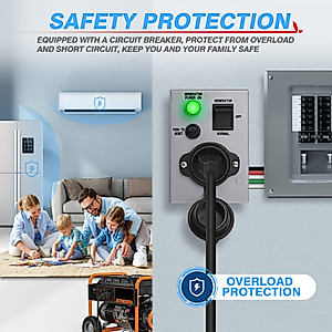 MICTUNING 15 Amp 125V Generator Transfer Switch, Power Inlet Box, Waterproof Manual Transfer Switch with Circuit Breaker for Generator Indoor and Outdoor