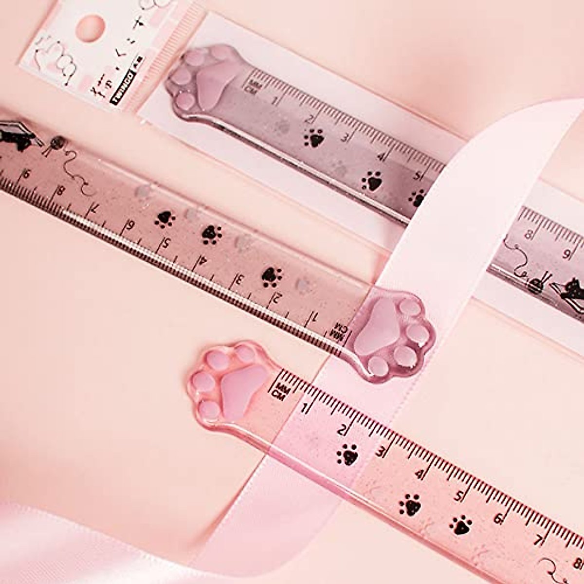 Small Utility Knife，Cute cat Paw Retractable Utility Knife，6 Utility Knifes，Send you 1 Plastic Ruler，9mm Wider Razor Sharp Blade，Perfect for Office and Home Use