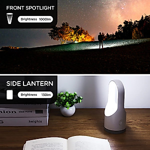 jeegol Rechargeable U-Shape Spotlight Flashlight 1000 Lumens LED Handheld Flashlights 4 Modes IPX5 Waterproof Lightweight Outdoor Searchlight for Hiking, Camping, Hunting and Emergencies