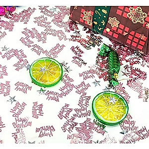 Andiker Table Confetti, 60g Happy Birthday Confetti Metallic Table Scatter for Birthday Party Decoration (Pink Gold)