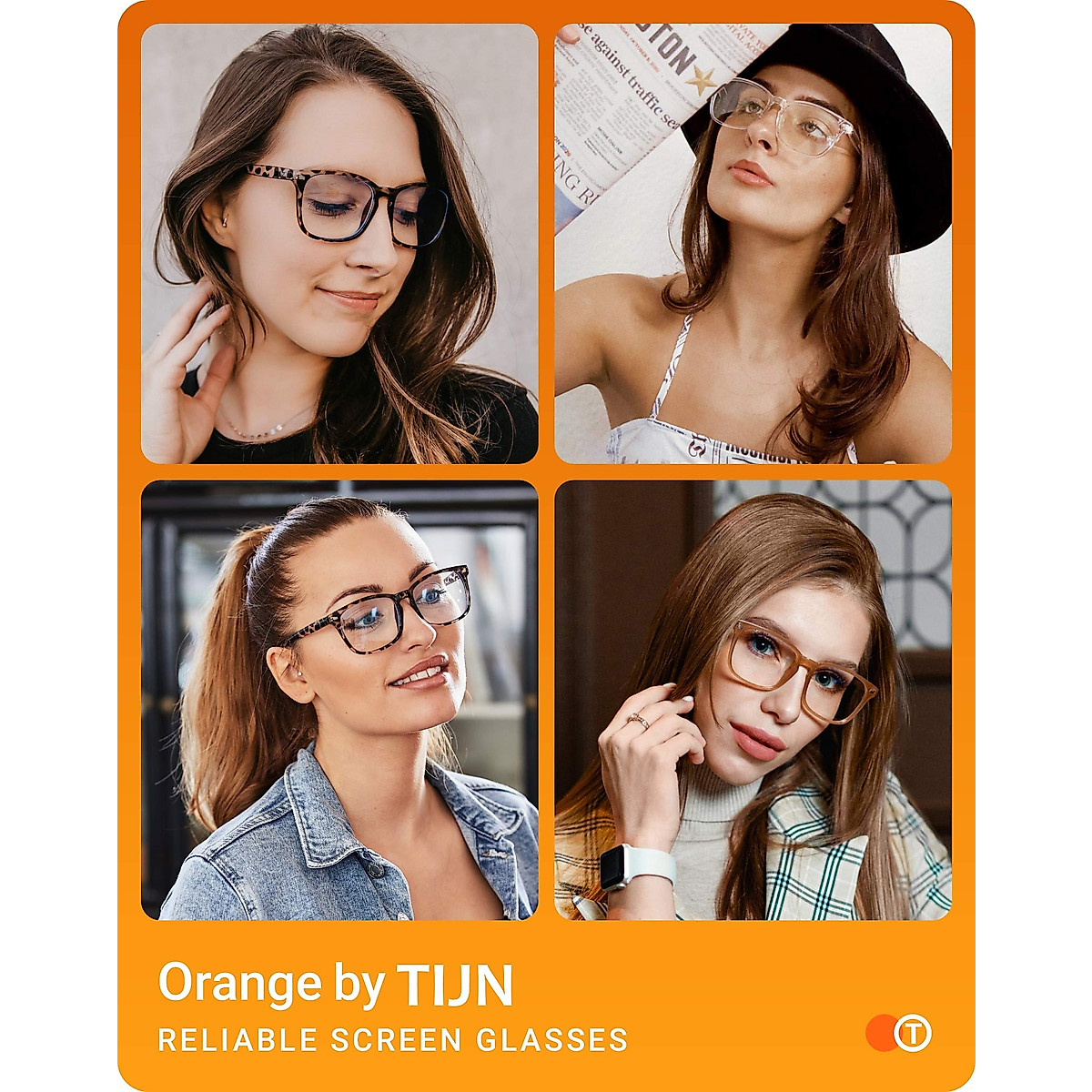 TIJN 2 Pack Blue Light Blocking Glasses, Computer Reading/Gaming/TV/Phones Glasses for Women Men,Anti Eyestrain & UV Glare