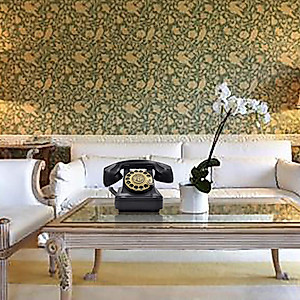 IRISVO Rotary Dial Telephone Retro Old Fashioned Landline Phones with Classic Metal Bell,Corded Phone with Speaker and Redial Function for Home and Decor(Classic Black)