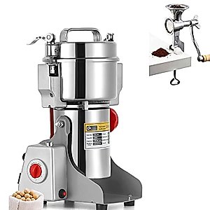 CGOLDENWALL 700g Electric Grain Grinder with Hand Crank Grinder