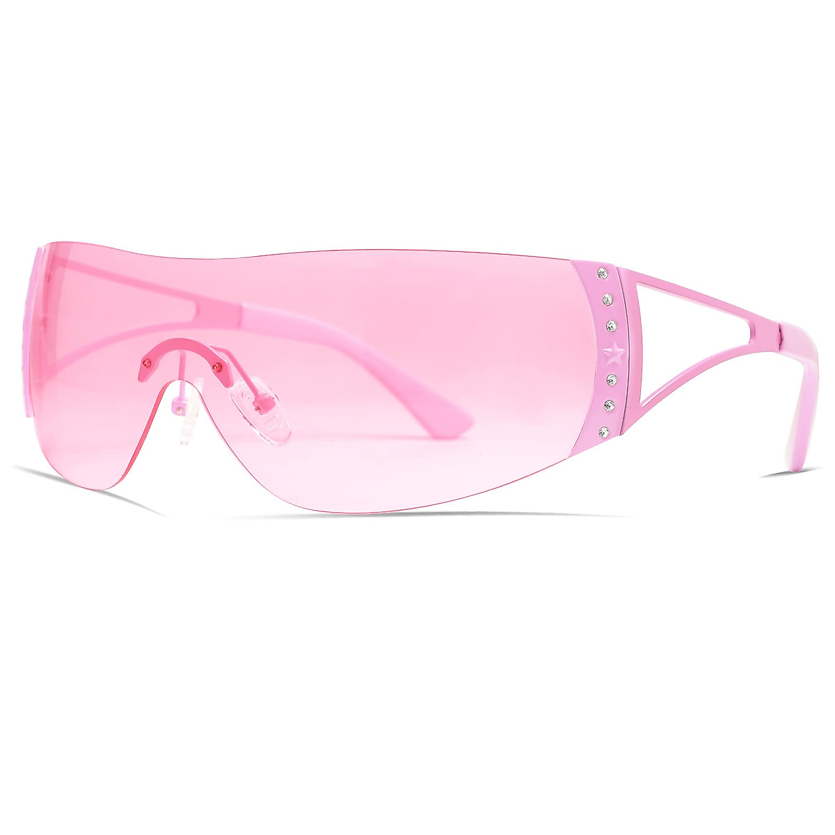 VANLINKER Wrap Around Y2K Sunglasses for Women Men Trendy Oversized Futuristic Sun Glasses Fashion Shield Flat Top Shades Pink VL9701