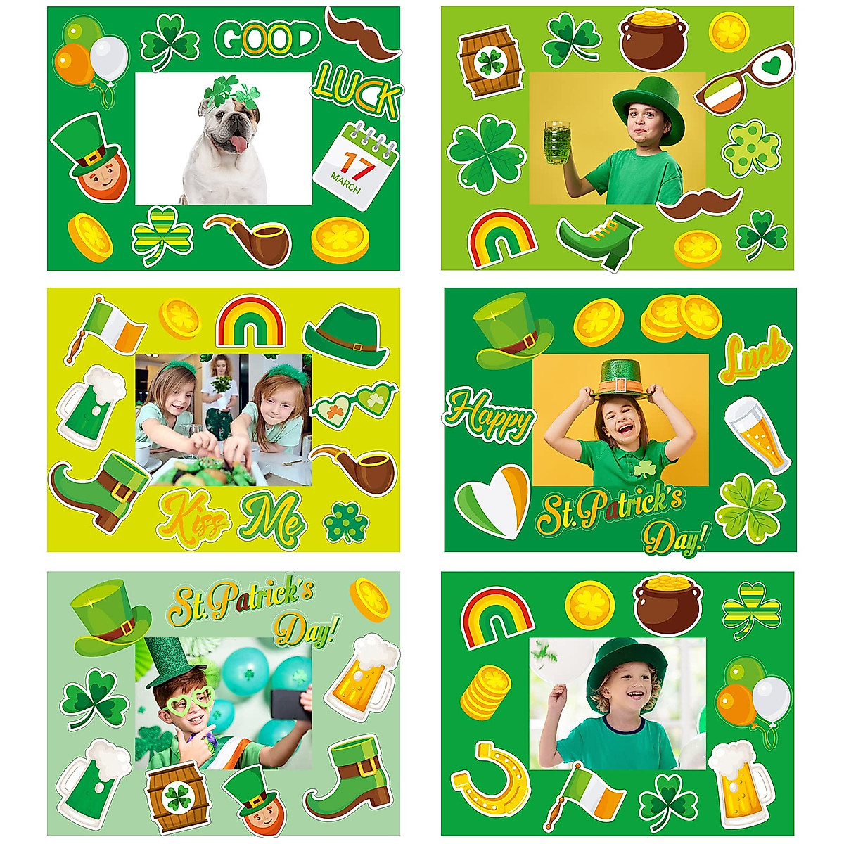 chiazllta 30 Packs St. Patricks Day Picture Frame Craft Kits for Kids St. Patricks DIY Craft Art St. Patrick Day Party Decoration Favor Home Classroom Game Activities