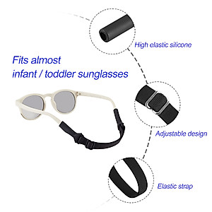 lvvfit Baby Glasses Straps(5-8inch)-Adjustable Glasses Strap Sports Sunglasses Eyeglasses Holder Straps for Toddler and Infant-Eyewear Retainers for Boys and Girls age 0-3 years (4pcs Black)