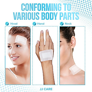 JJ CARE Waterproof Adhesive Island Dressing [Pack of 50], 2" x 3.75" Sterile Island Wound Dressing, Breathable Bordered Gauze Dressing, Individually Wrapped Latex Free Bandages, Non-Stick Central Pad